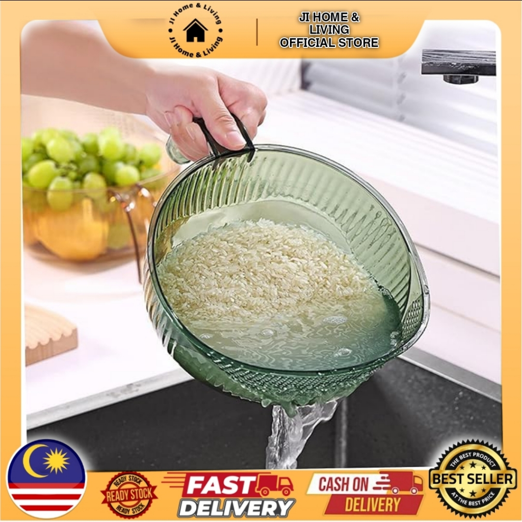 Kitchen Rice Colander With Handle Plastic Vegetable And Fruit Cleaning ...