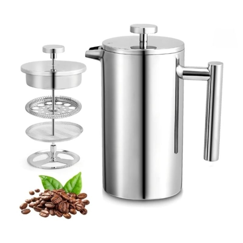 (Used) Small Stainless Steel French Press 12oz Dual-Filter Coffee ...