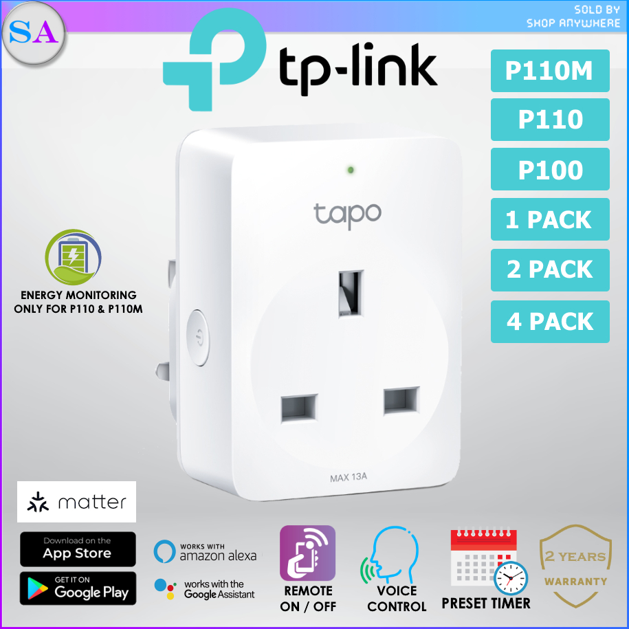 TP-Link Tapo P100 P110 P110M Mini Smart WiFi Socket Plug Support Remote ...
