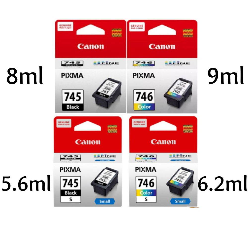 CANON 745 BLACK PG745 (8ml) PG745s (5.6ml) / CANON 746 COLOR CL746 (9ml ...