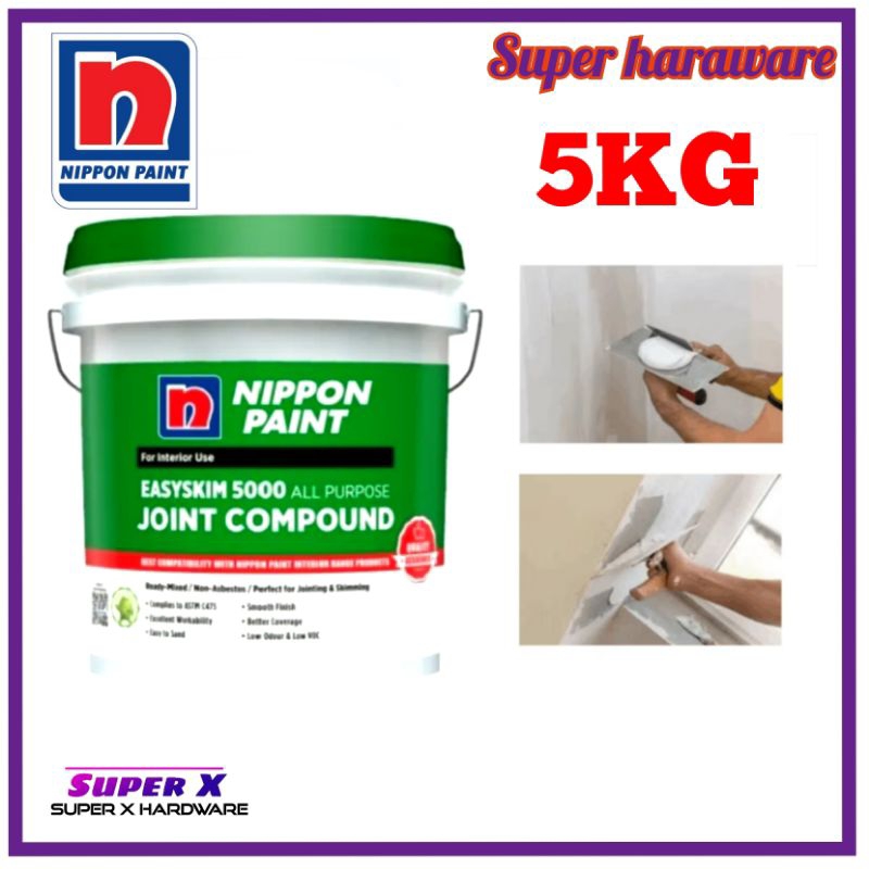 NIPPON PAINT Easyskim 5000 All Purpose Joint Compound 5KG Wall Cement ...