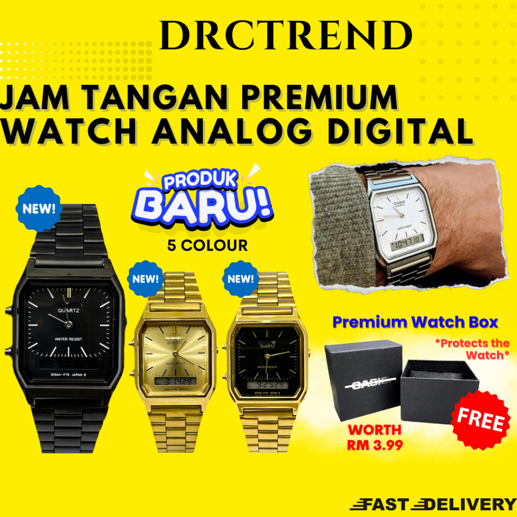 ANALOG DIGITAL LADIES WATCH CAS AQ-230 WANITA JAM TANGAN PEREMPUAN ...