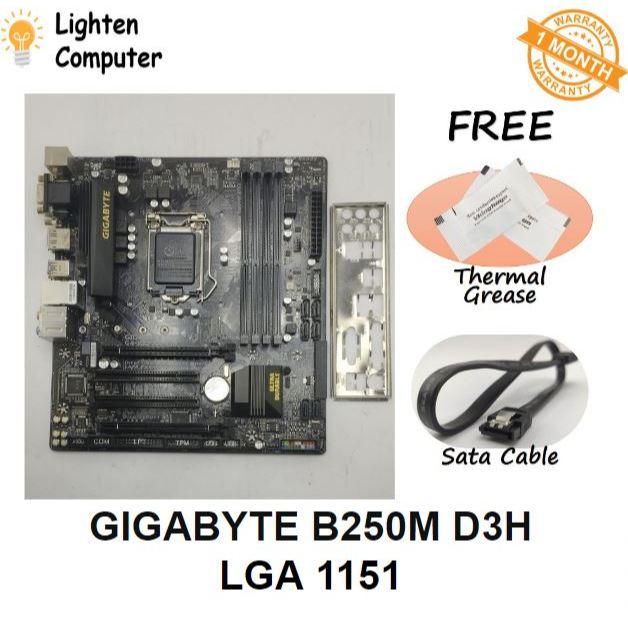 【USED】Gigabyte B250M-D3H / B250M-HD3 Motherboard | B250 | LGA 1151 ...