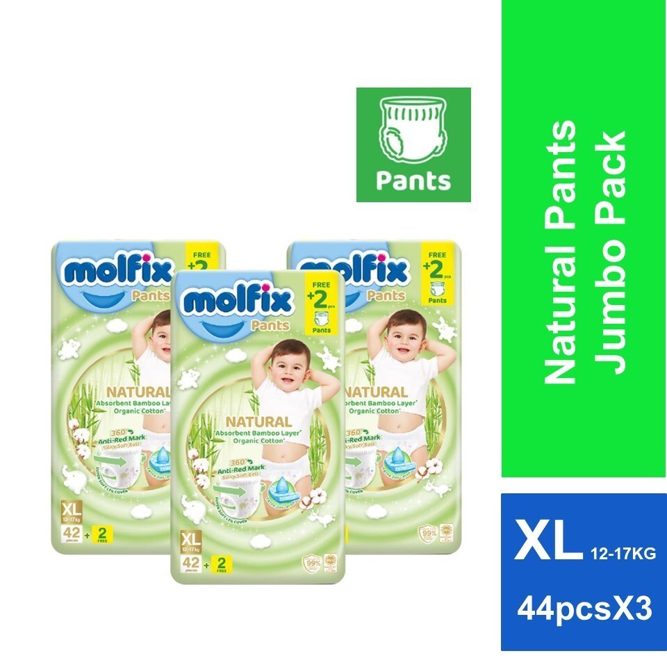 Molfix Natural Pants Jumbo Pack - XL44 (3packs) | Shopee Malaysia