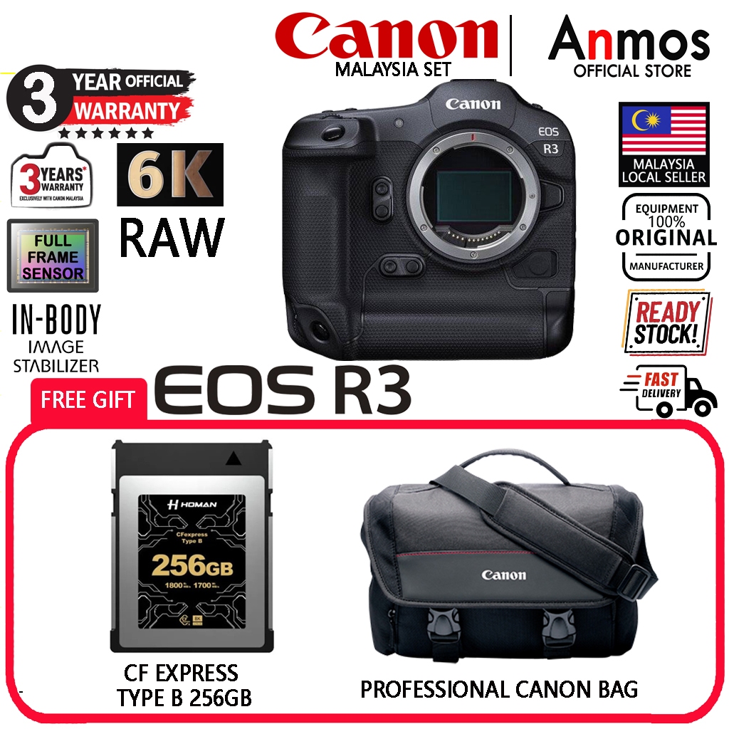 Canon EOS R3 Full-Frame Mirrorless Digital Camera Body + FREE GIFT ...