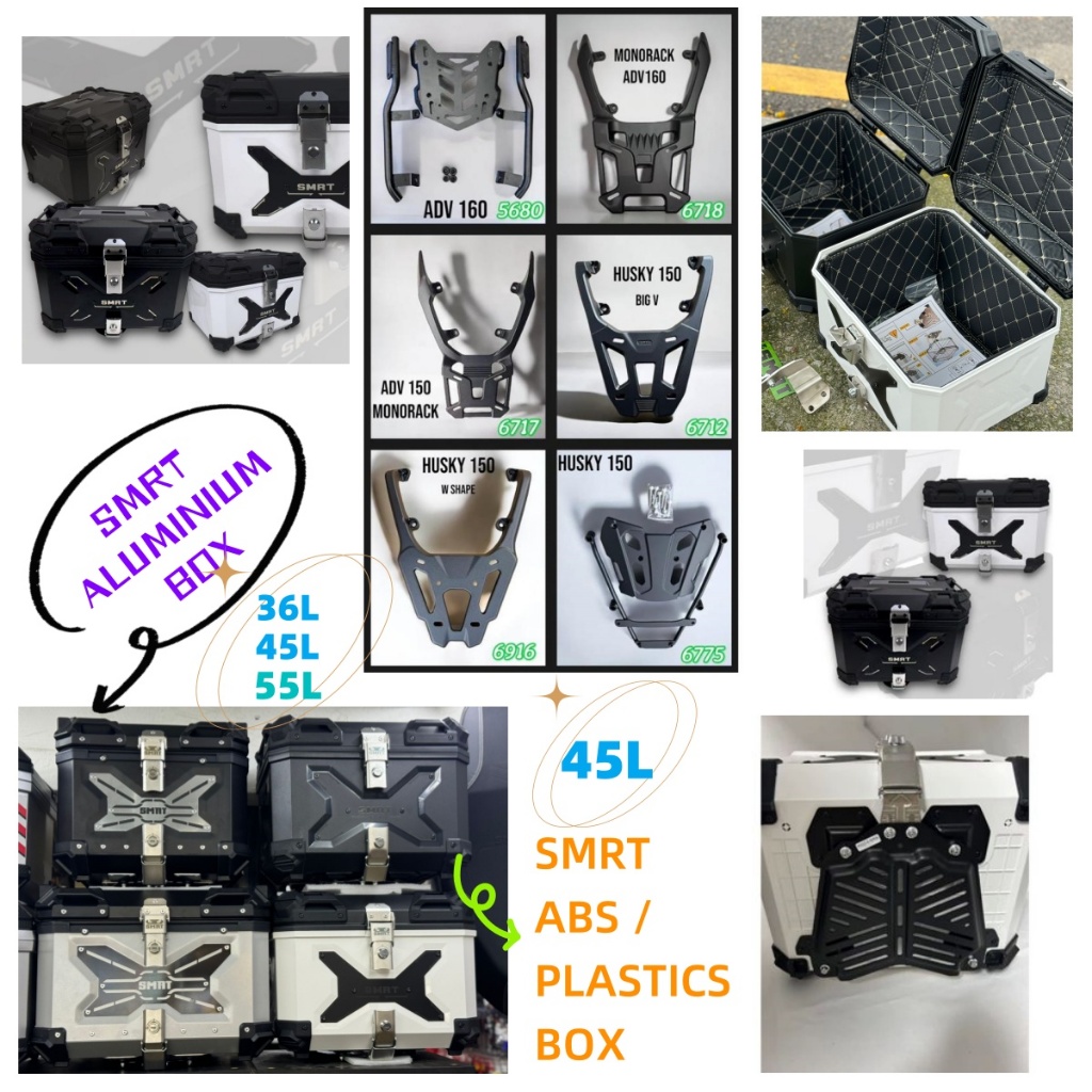 COMBO SET ~ Monorack RACK + SMRT Top Box TOPBOX ABS ALUMINIUM 36L 45L ...