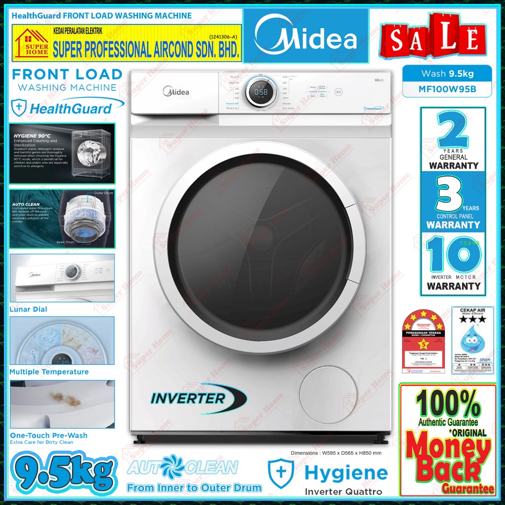 Midea Front Load Washer Machine MF100 Series 1200RPM 15MIN QUICK WASH ...