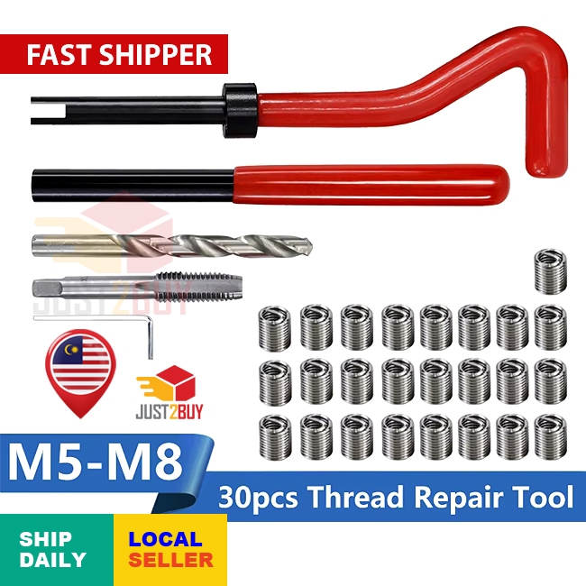 【STOK M'SIA】Kit Pembaikan Benang Wayar 30pcs/Set Thread Repair Kit ...