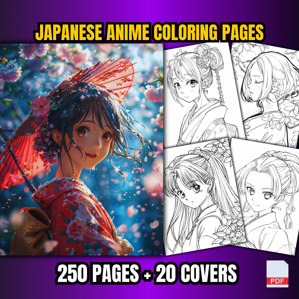 [PDF] JAPANESE ANIME COLORING PAGES FOR ADULTS (250 PAGES + 20 COVERS ...