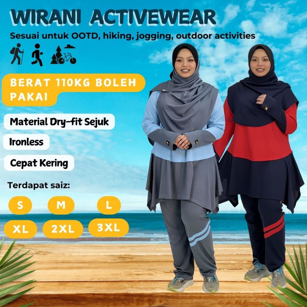 Baju Sukan Muslimah AsyiQmuslim Wirani Set Baju Renang Muslimah Tshirt Jersi Lengan Panjang ...