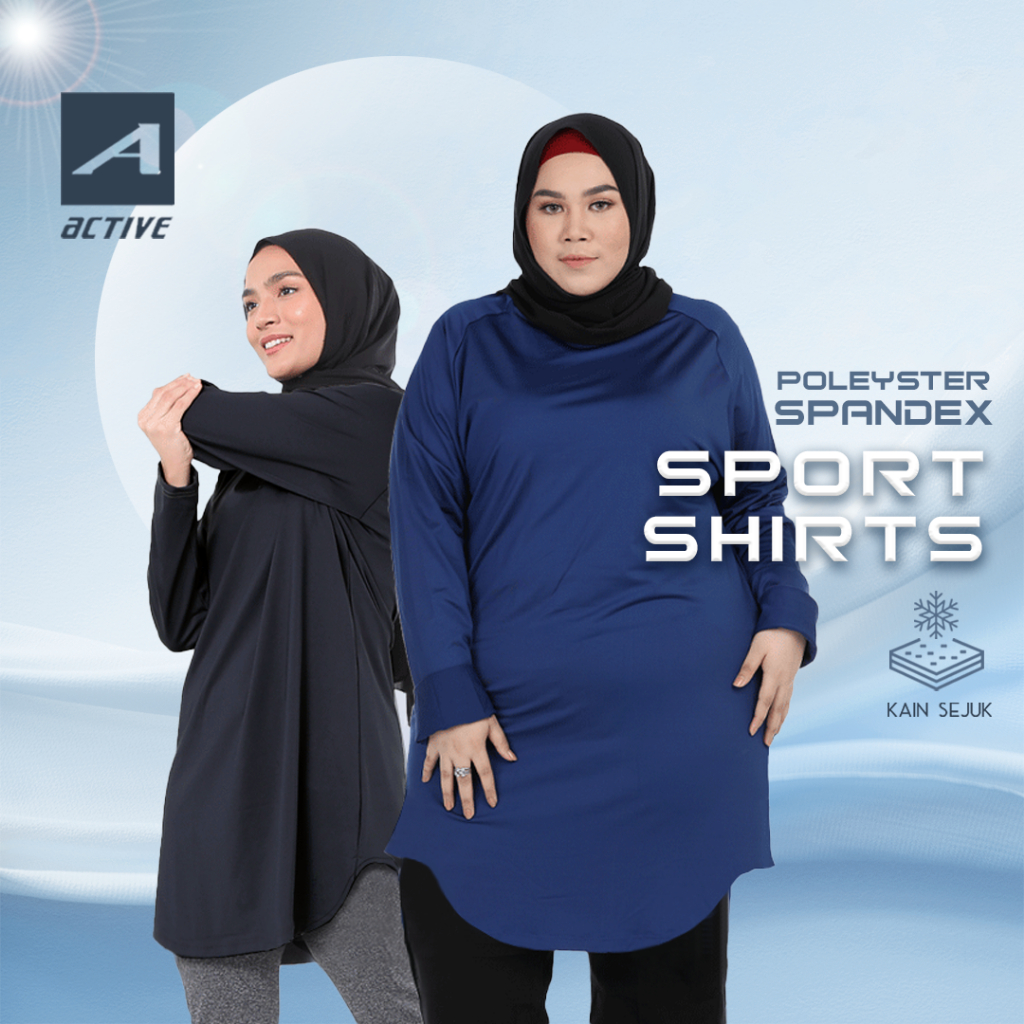 [Plus Size] Baju Sukan Muslimah Fitah Labuh Sampai Lutut (2L-8L ...
