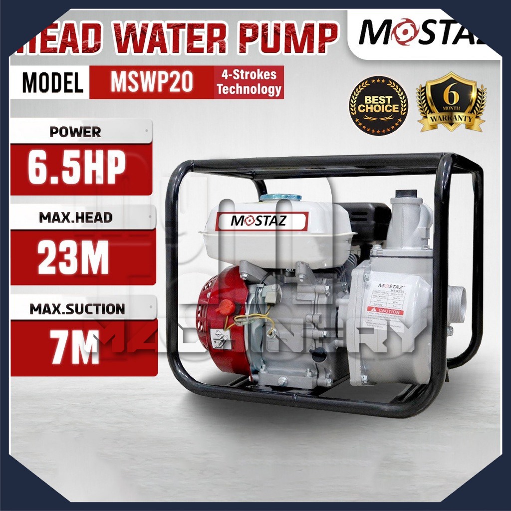 M.Machinery Mostaz 6.5HP Gasoline Self-Priming Water Pump MSWP20|4 ...