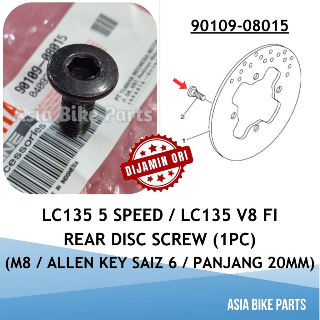 Yamaha Original LC135 5S 5 Speed / LC135 V8 FI Rear Disc Bolt / Screw Piring Disc Belakang ...