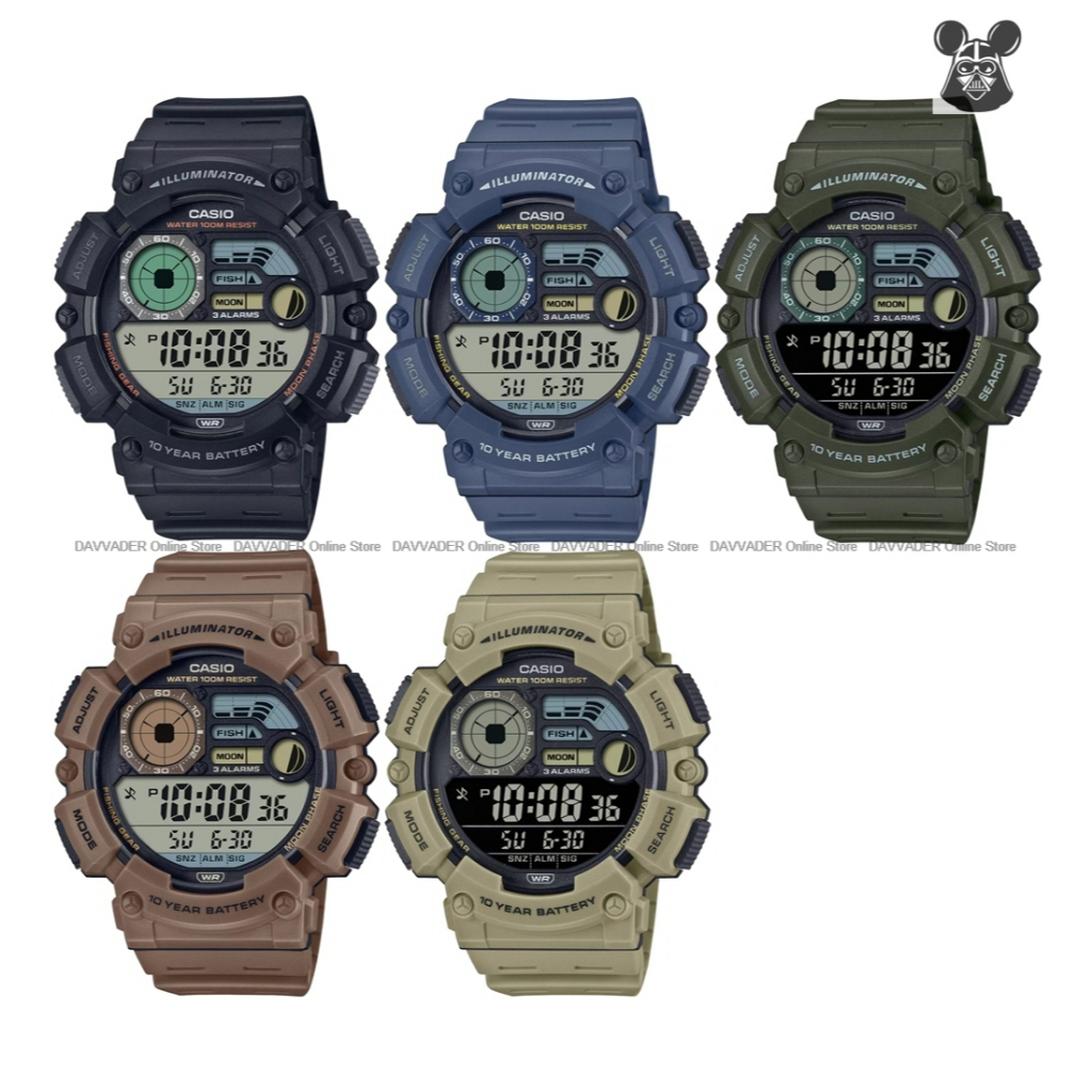 CASIO WS-1500H Men's Watch Standard Digital Moon Phase Dual Time ...