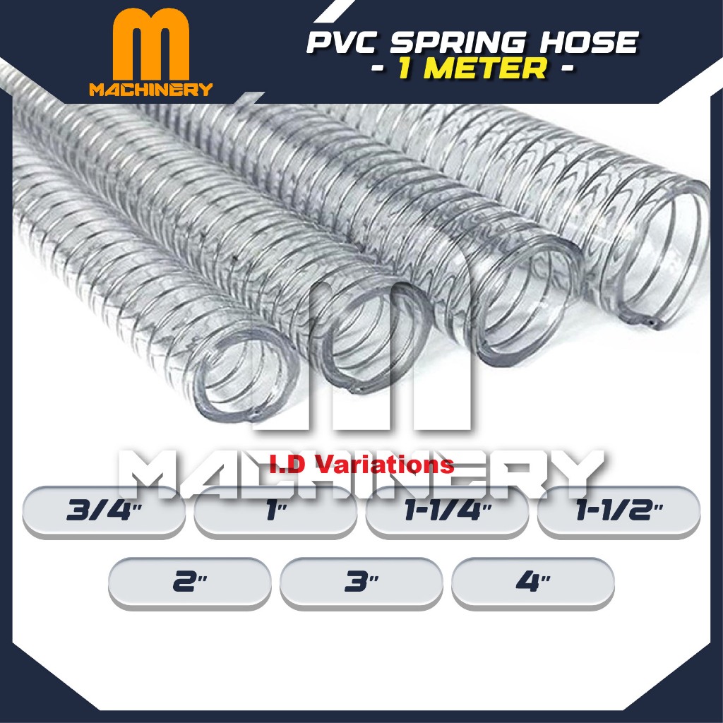M.Machinery Wired Spring Suction Hose PVC Tube Pipe Embedded Steel Wire ...