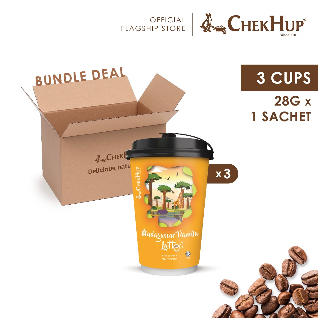 [Bundle of 3] Chek Hup Madagascar Vanilla Latte Cup 28g | Shopee Malaysia