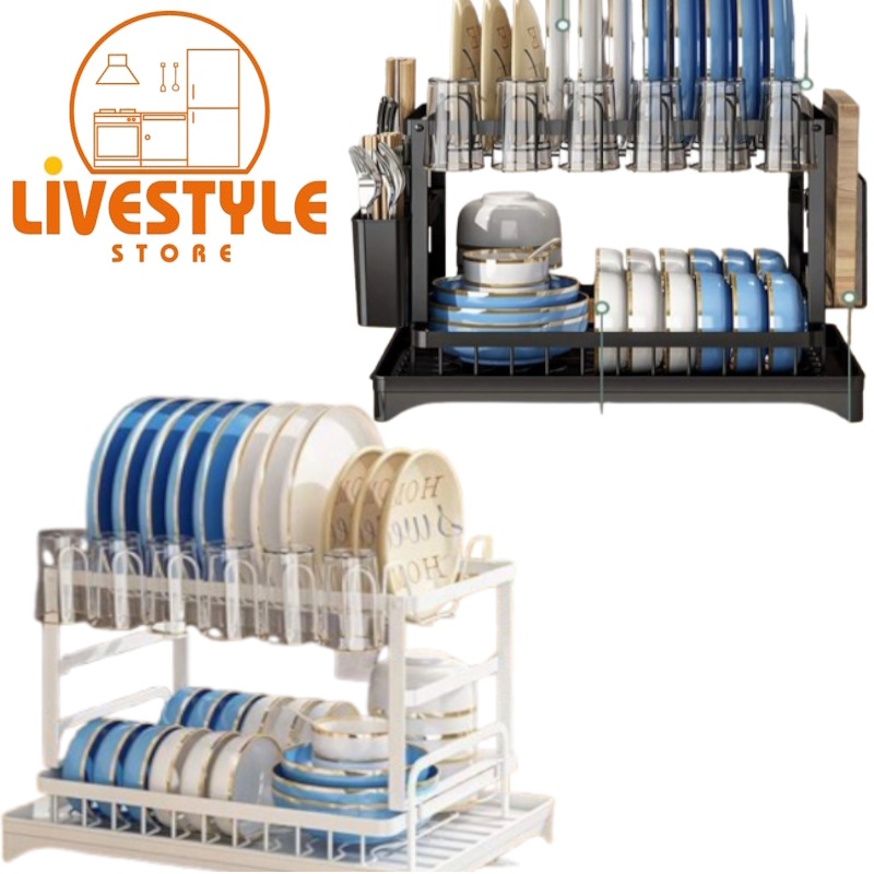 LIVE STYLE Auto Drain Double Rak Pinggan Cawan Kitchen Storage Rack ...