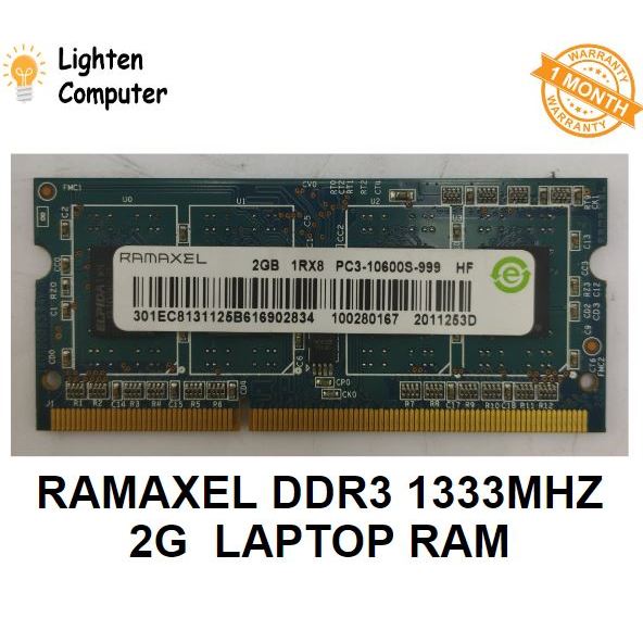 RAMAXEL DDR3 2GB 1Rx8 1333 MHz Laptop RAM | SODIMM RAM - Used | Shopee ...