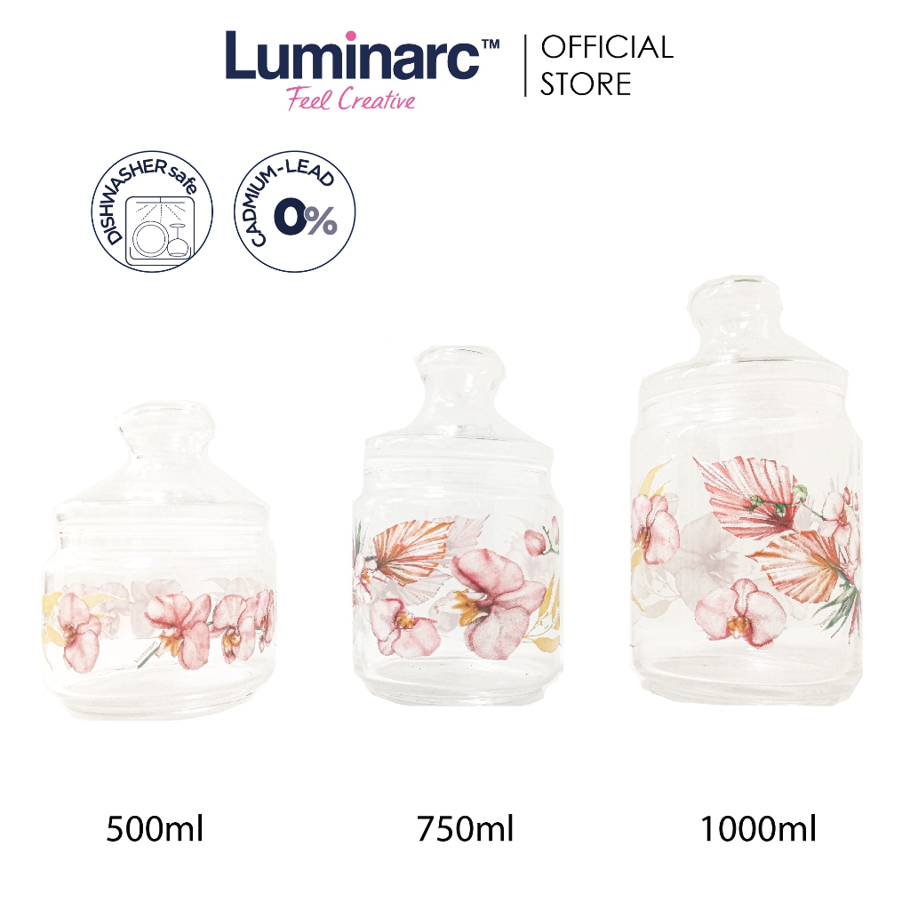 Luminarc 3pcs - Florosa Design Pot Jar Set - [Model: V0857 ...