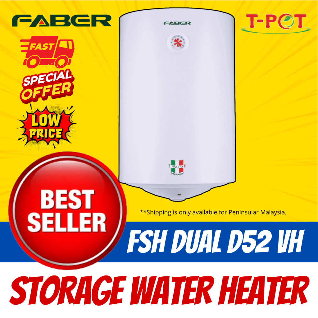 FABER 50 Litre STORAGE WATER HEATER FSH DUAL D52VH | Shopee Malaysia