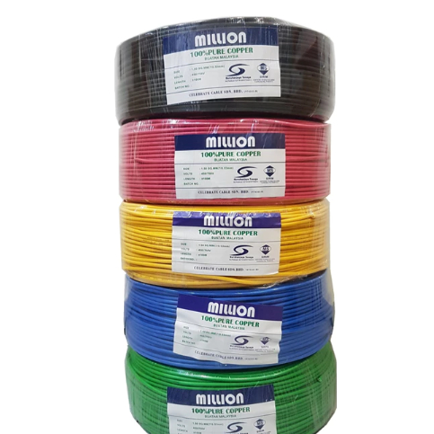 Million 1.5mm PVC Cable (Black/ Red/ Yellow/ Blue/ Green) | Shopee Malaysia