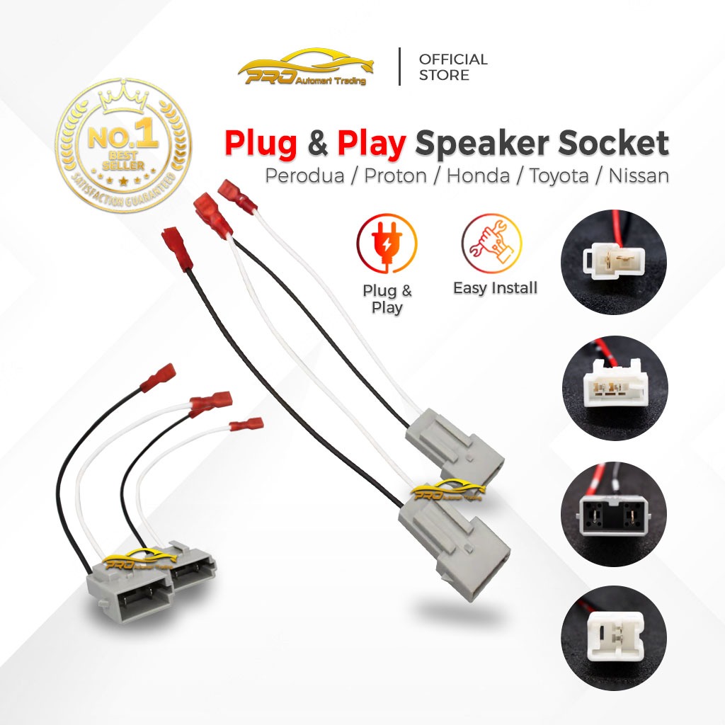 2pc Plug and Play Car Speaker Cable Socket For Toyota / Honda / Perodua ...