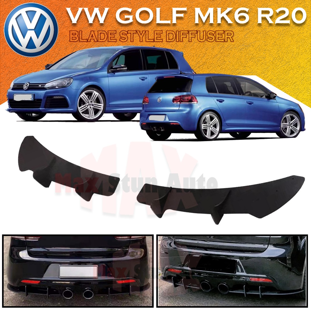 VOLKSWAGEN VW GOLF MK6 R R20 REAR DIFFUSER SPLITTER MAXTON DESIGN ...