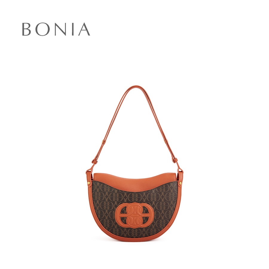 Bonia Brown La Luna Monogram Small Shoulder Bag | Beg Sandang Bahu ...