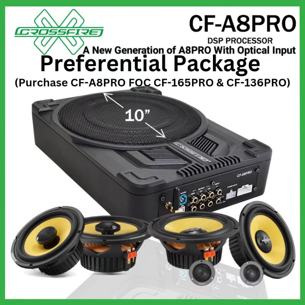 Crossfire CF-A8PRO Underseat Subwoofer 10 Inch | DSP 6CH Built-In 4CH Amplifier | 10-Band EQ ...