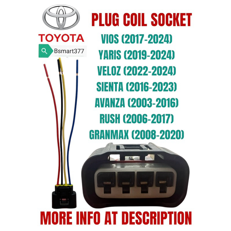 READY STOK Toyota plug coil socket vios /yaris /veloz /sienta /avanza ...