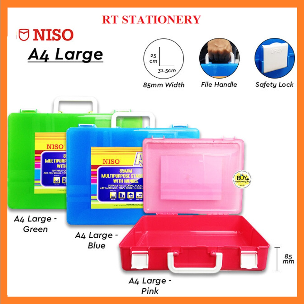 Niso 8185 A4 85mm Document Case With Handle / A4 Plastik Box / A4 Kotak ...