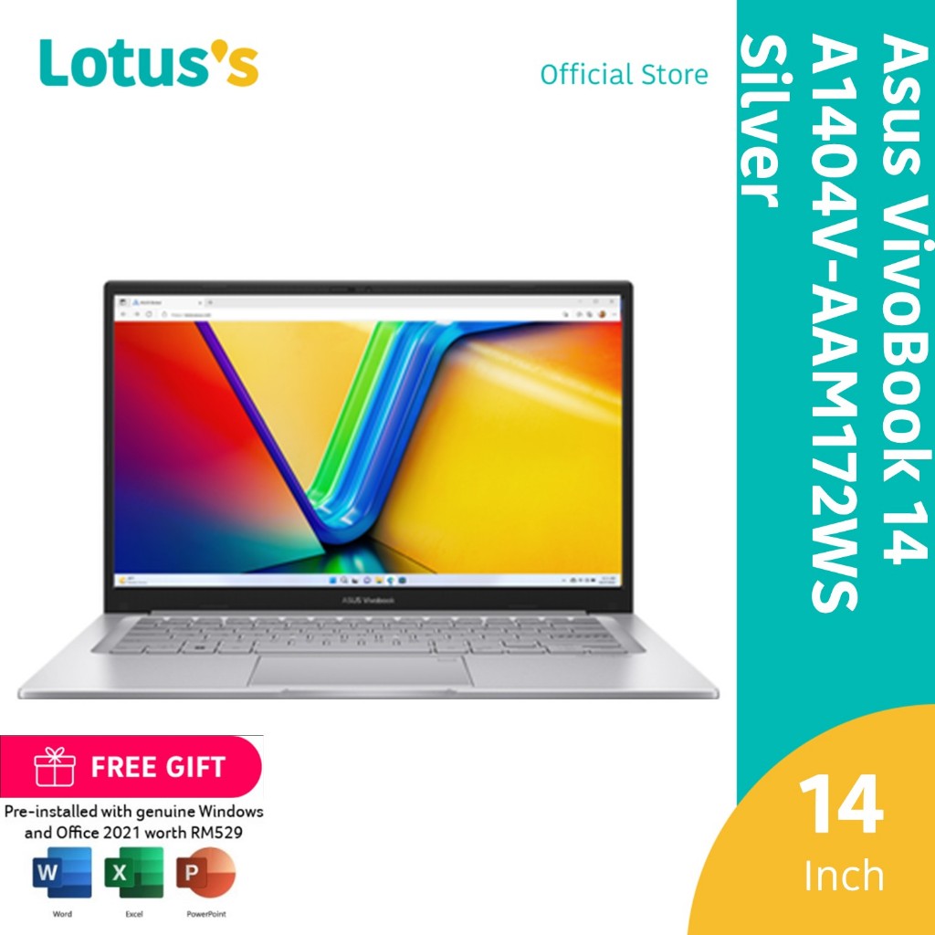 Asus VivoBook 14 A1404V-AAM172WS Silver (i7-1355U,16GB,512GB SSD,Intel ...