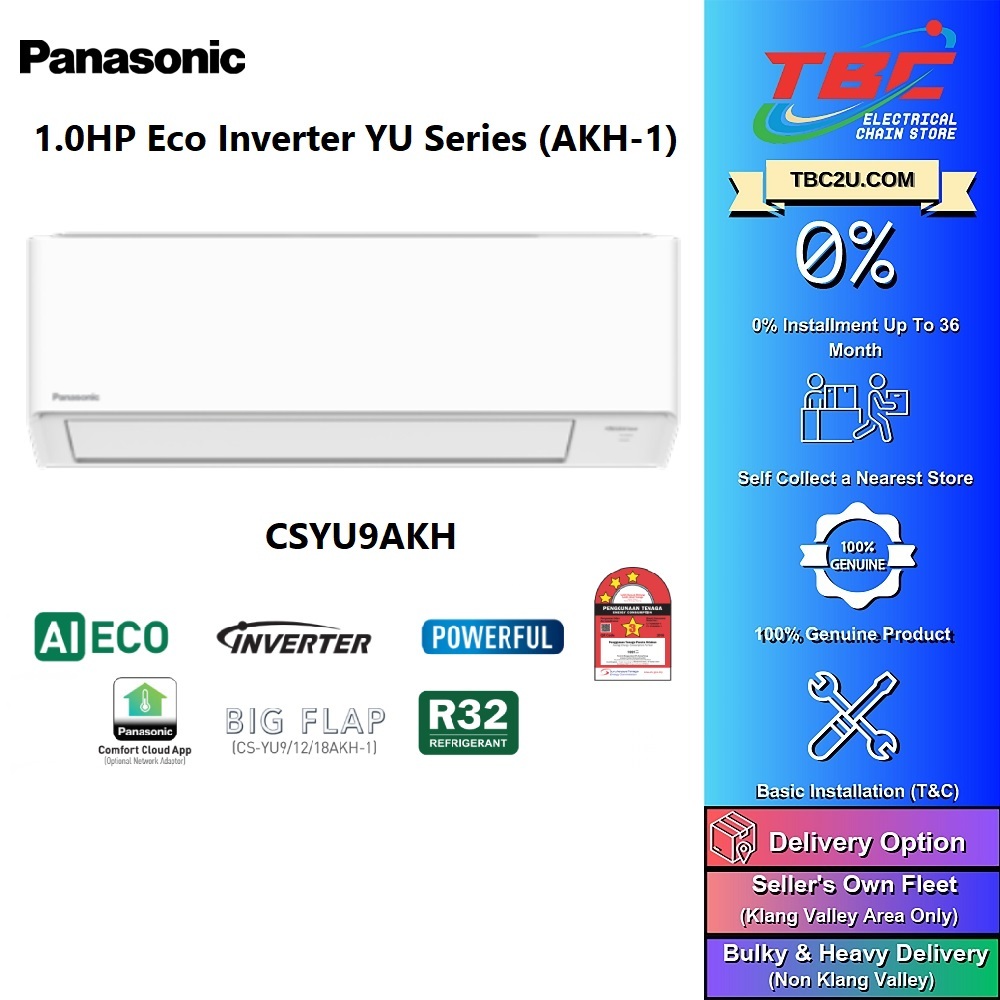 Panasonic 1.0-3.0hp Eco Inverter Air Conditioner CS-YU9AKH-1/12AKH-1/18AKH--1/24AKH-1/30AKH-1 ...