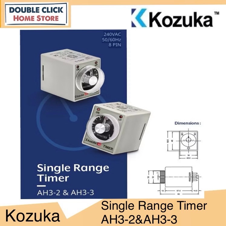 KOZUKA Single Range Timer 240V 8 PIN AH3-2 (6sec-60sec) / AH3-3 (6min ...