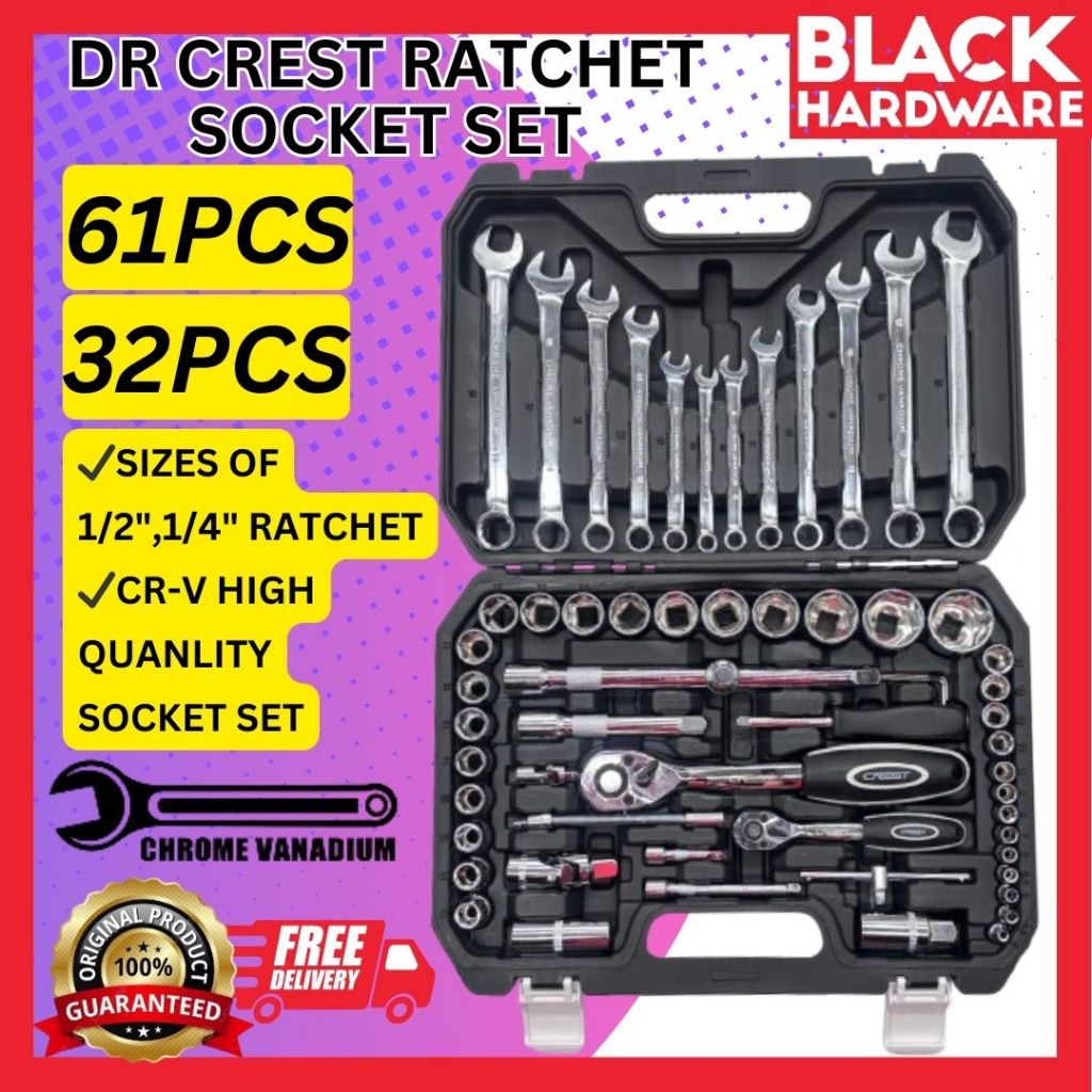 Black Hardware Spanar Box Tool Set Heavy Duty Spanar Set Socket Wrench Set Tool Box Set Full ...