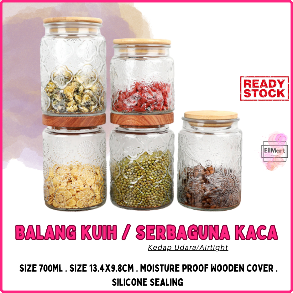 Balang Kaca Bekas Balang Biskut Kuih Raya Kedap Udara Glass Jar Food ...