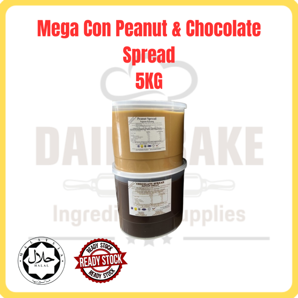 (Ready Stock) Mega Con Peanut and Chocolate Spread 5KG/Sapuan Kacang ...