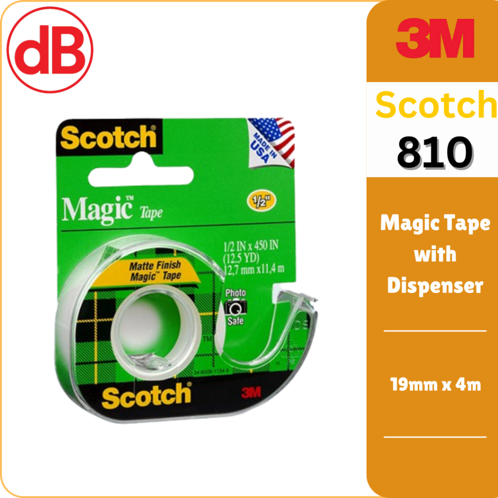 3M Scotch Tape - Magic Tape 810-D3 with Dispenser, 19mm x 4m | Shopee ...