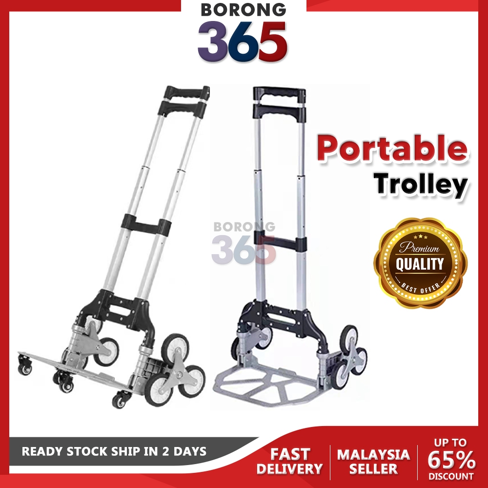 Borong365 Heavy Duty Folding Hand Truck Stair Climbing Tri-Wheel ...