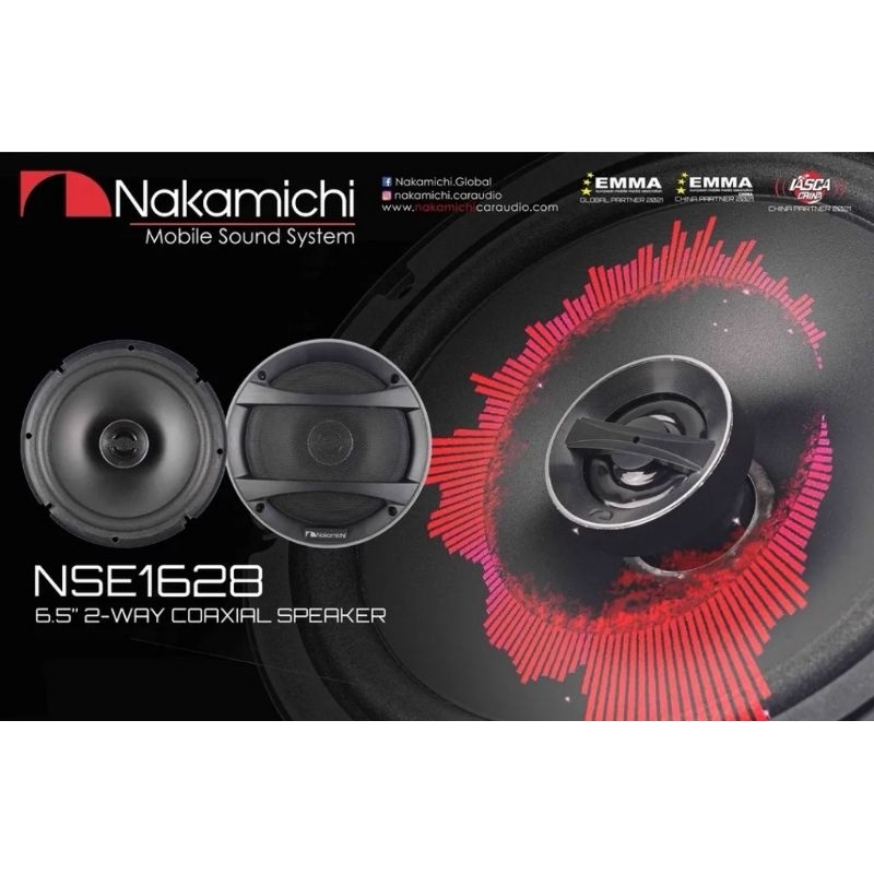 ORIGINAL Nakamichi NSE-1628 6.5‘’ 2-WAY Coaxial Speakers 250W Car Speaker Speaker Kereta Speaker ...