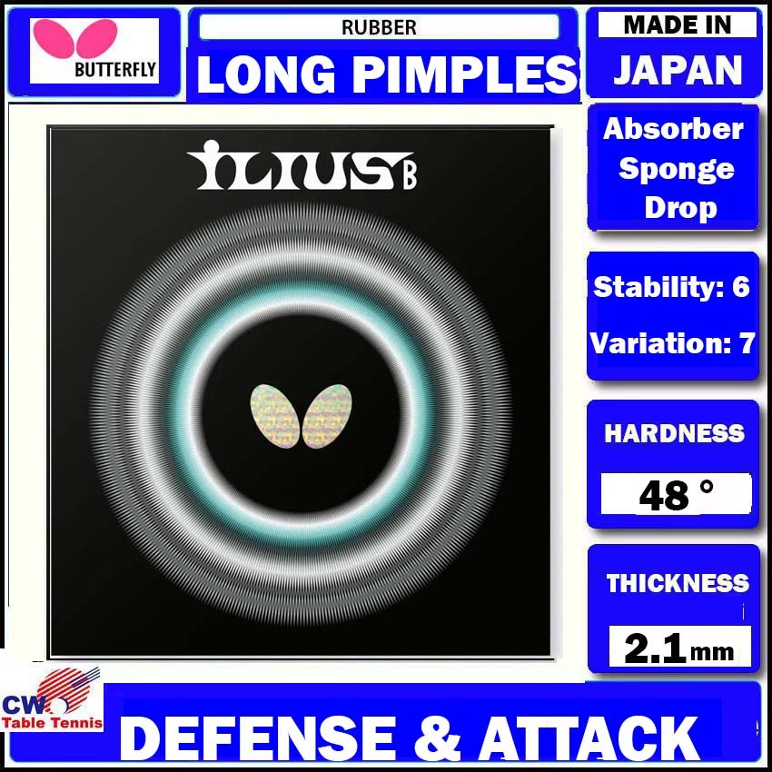 Butterfly iLIUS B Long Pimples Rubber Table Tennis Rubber Long Pips ...