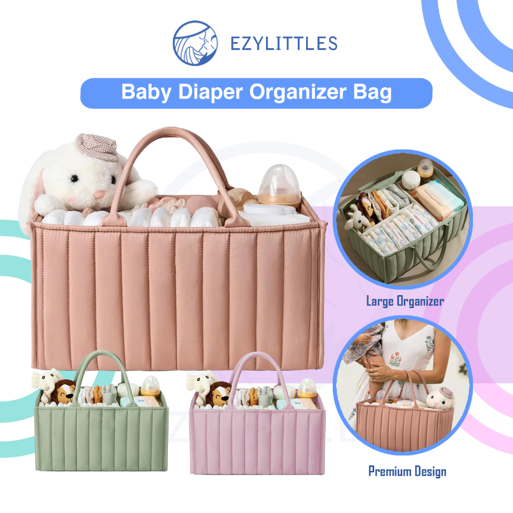 EZYLITTLES Premium Foldable Baby Diapers Organizer Bags Large Storage ...