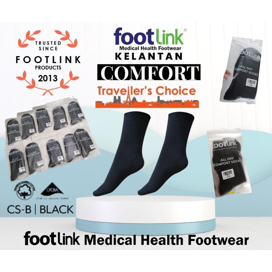 CS ( B ) FOOTLINK Casual Sock Comfort All Day Long ( Black ) | Shopee ...