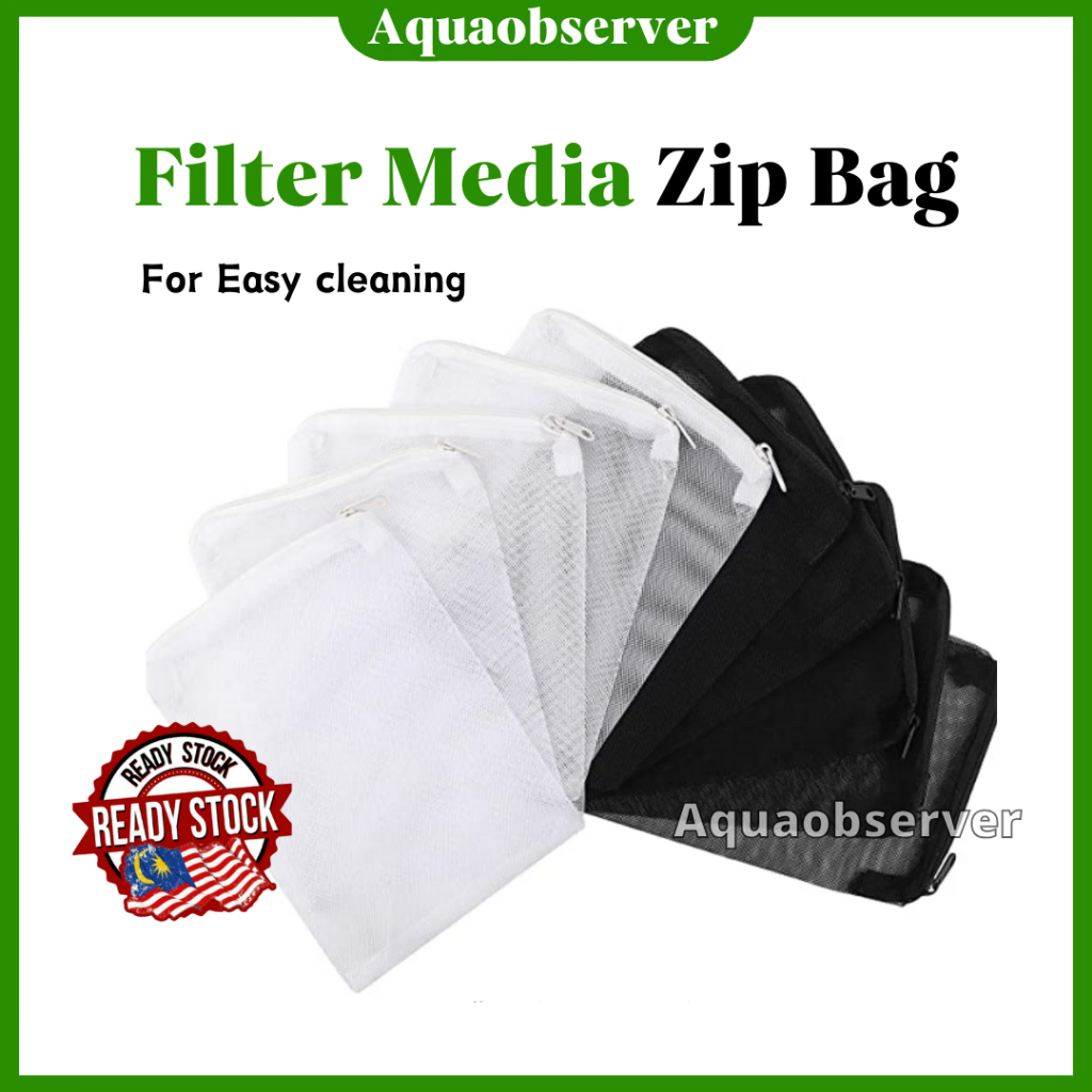 Aquarium Filter Media Bag Nylon Mesh Bag Net Zipper Zip Pocket ...
