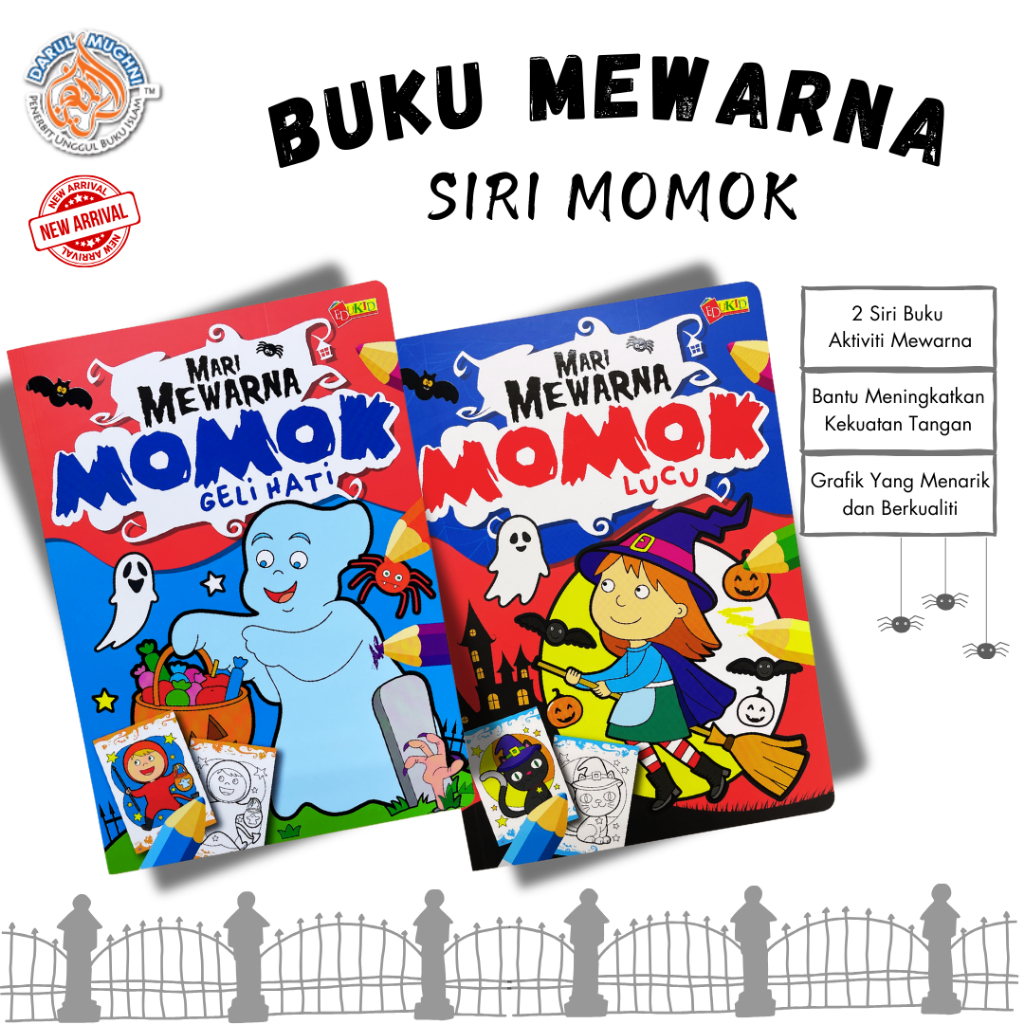 Buku Mewarna - Buku Mewarna Siri Momok - Buku Aktiviti - Set Mewarna ...