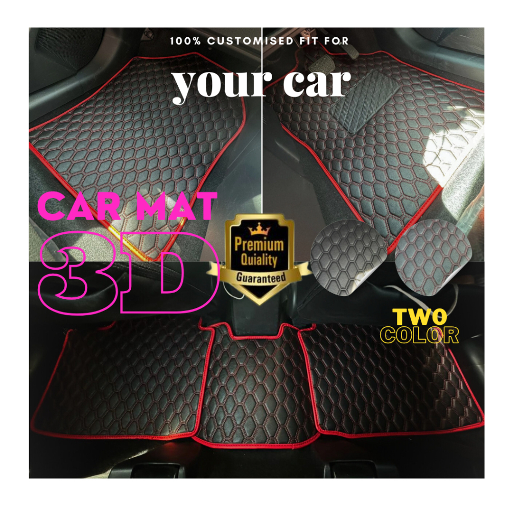 3D Floor Mat Carpet Perodua Ativa Axia Myvi Alza Aruz Bezza Kancil Proton Saga Wira Exora ...