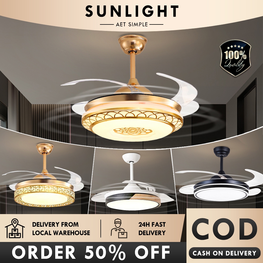 Lampu kipas siling LED tiga warna lampu kipas siling kawalan jauh ...