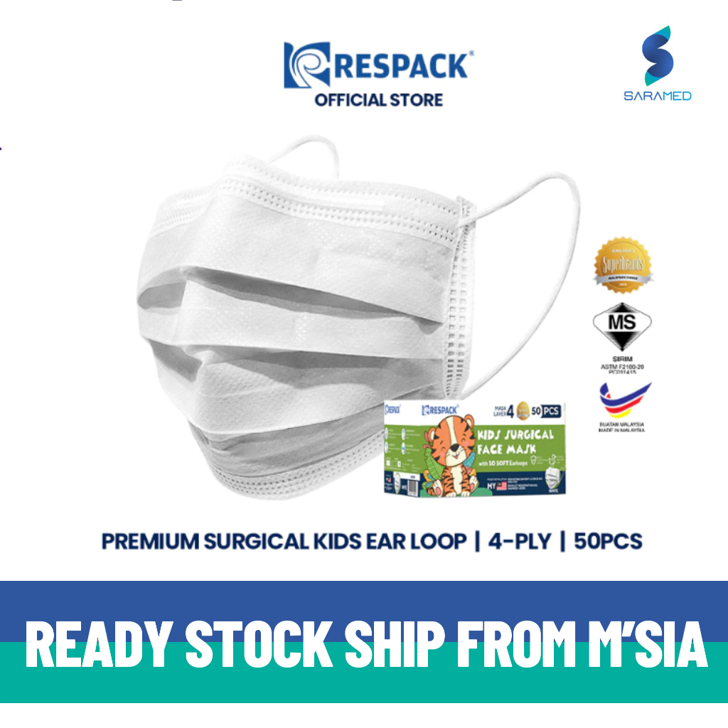 RESPACK 3PLY/4PLY KIDS Surgical Face Mask 50 PCS | Shopee Malaysia