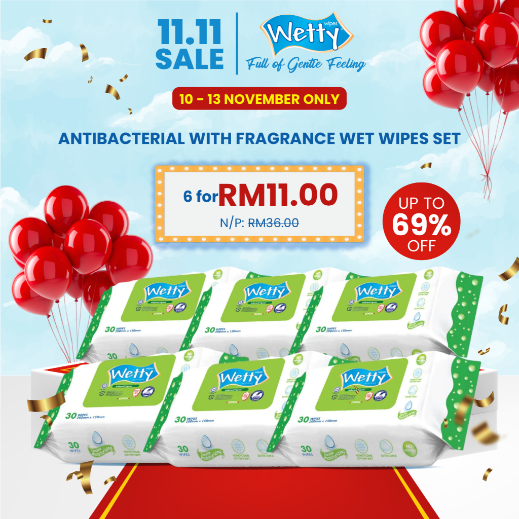 [11.11 COMBO] Wetty Antibacterial With Fragrance Wet Wipes Wet Tissue ...