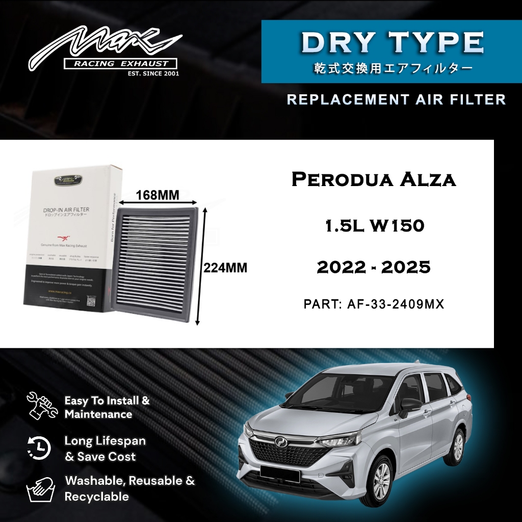 Perodua Alza 1.5L W150 2022 to 2025 33-2409MX Max Racing Exhaust ...